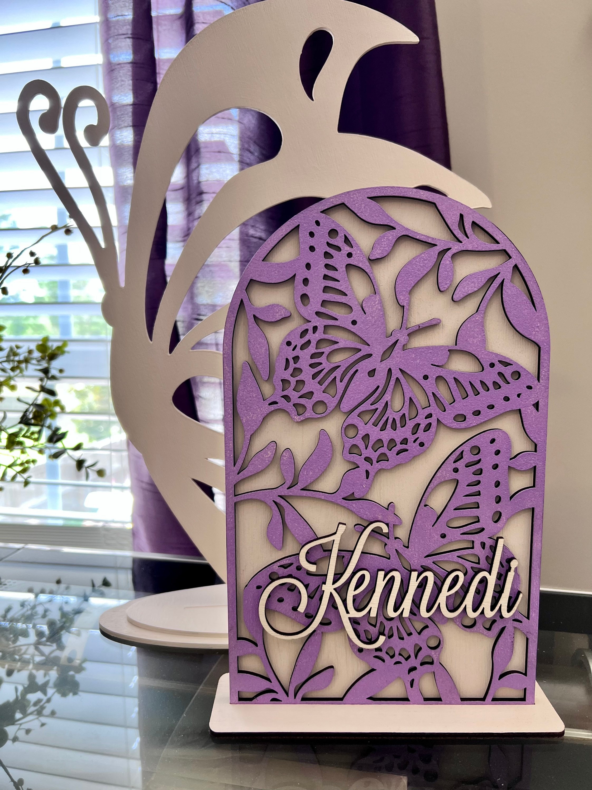 Personalized Butterfly Name Sign, Freestanding Custom Wood Name ...
