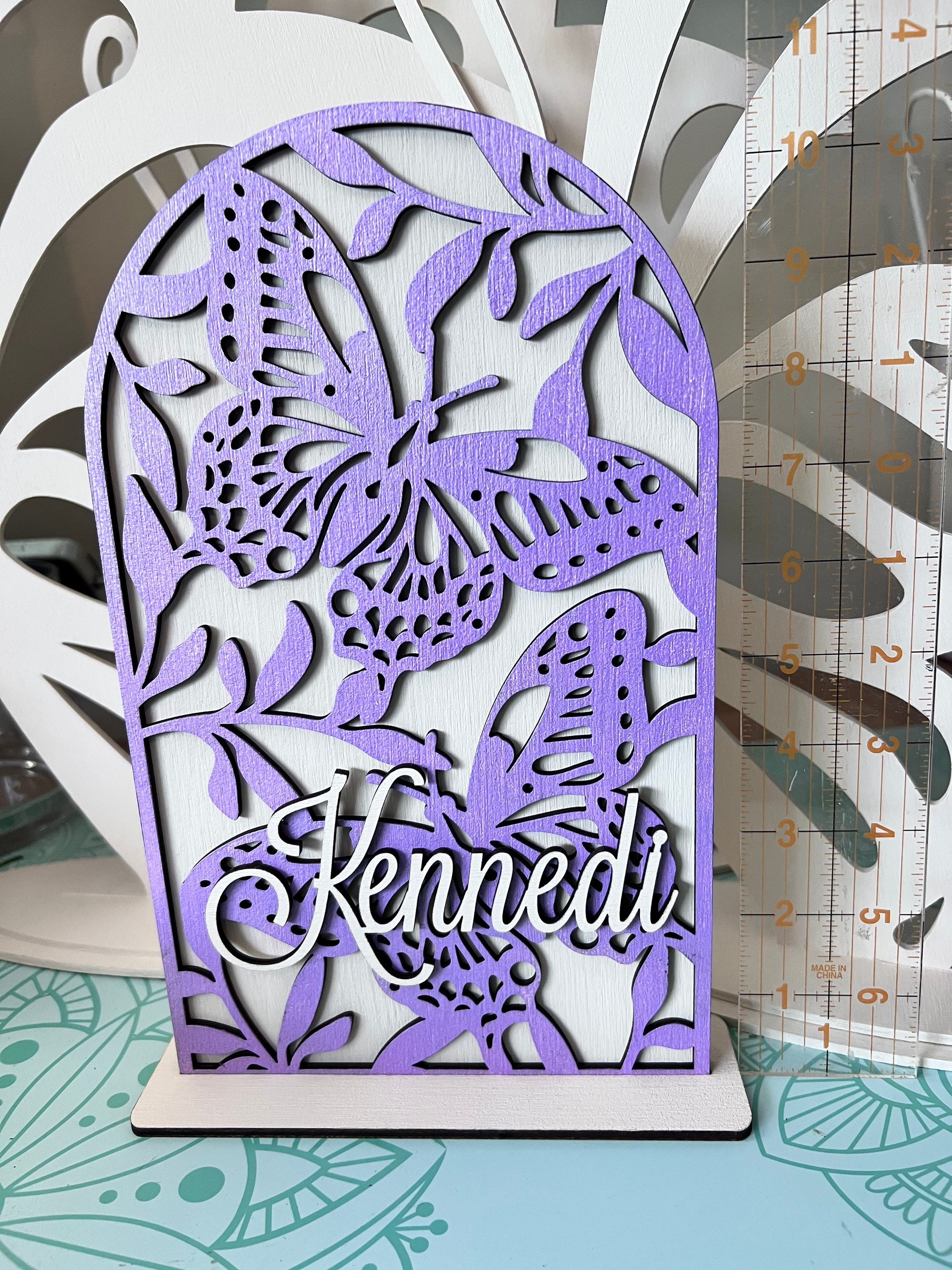 Personalized Butterfly Name Sign, Freestanding Custom Wood Name ...