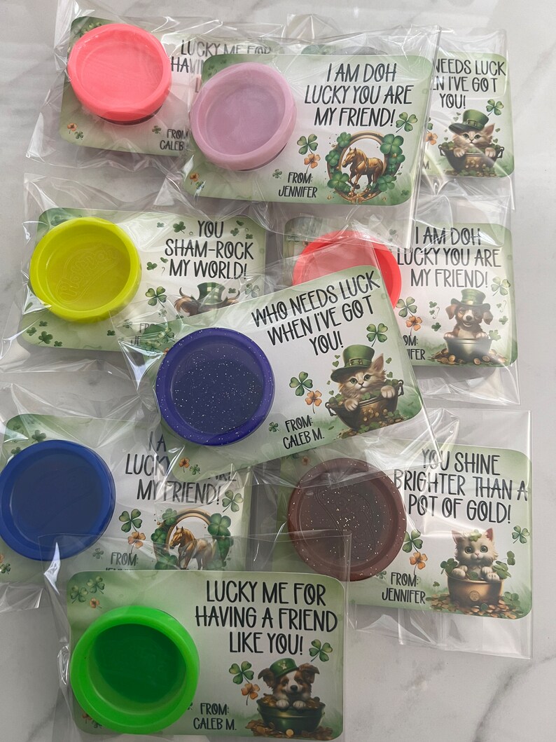Classroom St Patrick's Day Play Doh Cards, Non Candy St Patty's Theme ...