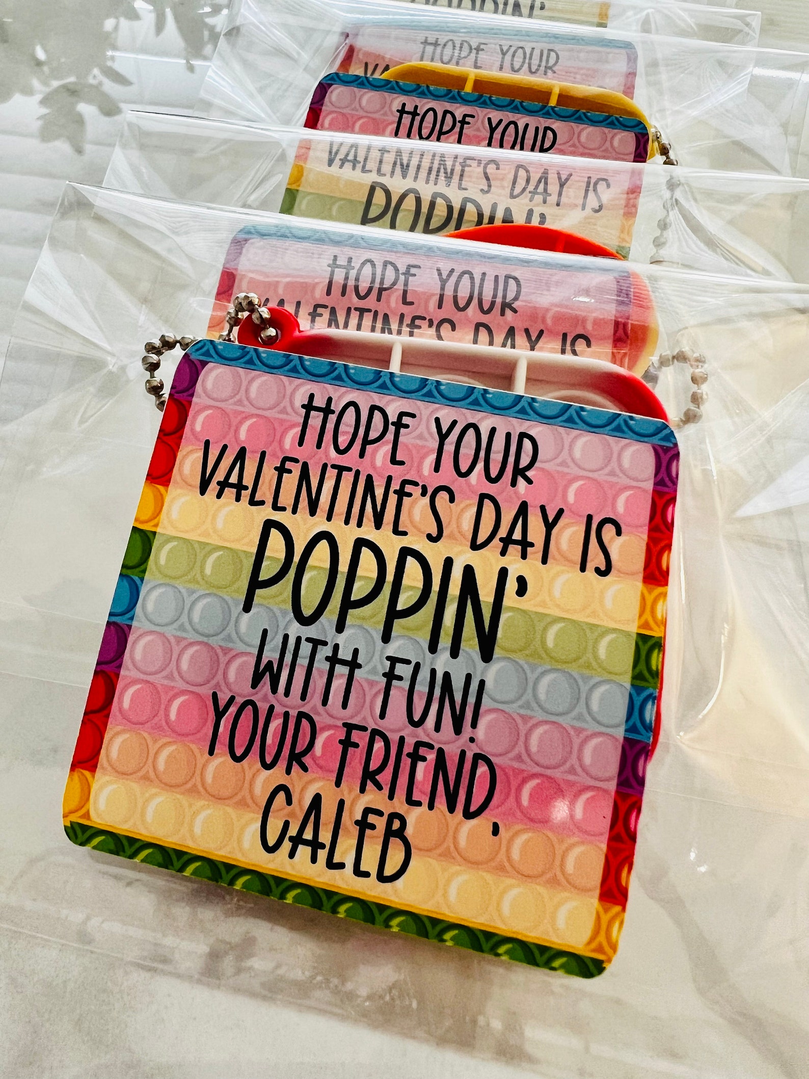 Personalized Kids Valentine's, Valentine Pop It Keychain Favor, Non ...
