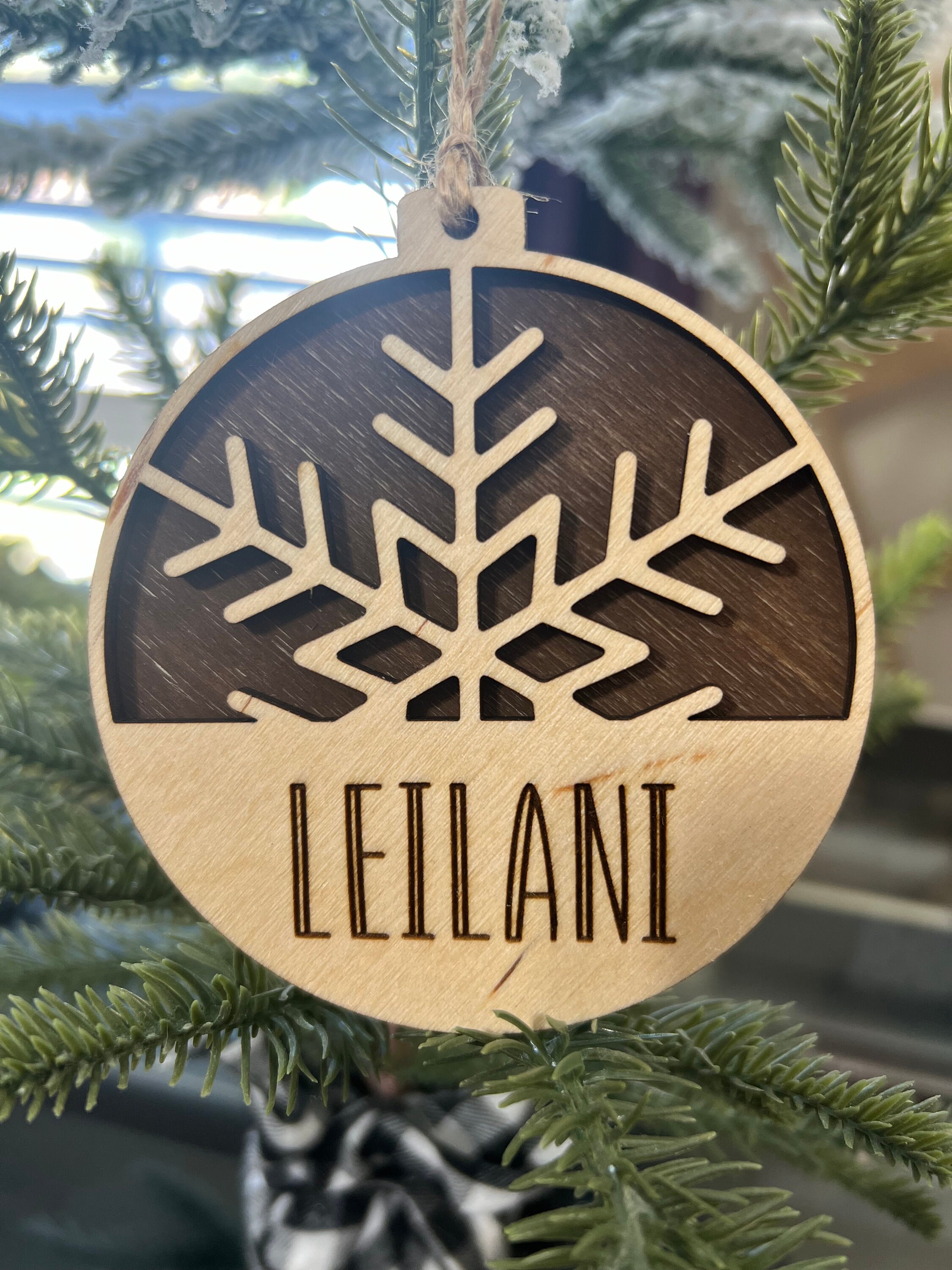 Personalized Snowflake Ornament, Custom Engraved Wooden Name Tag ...
