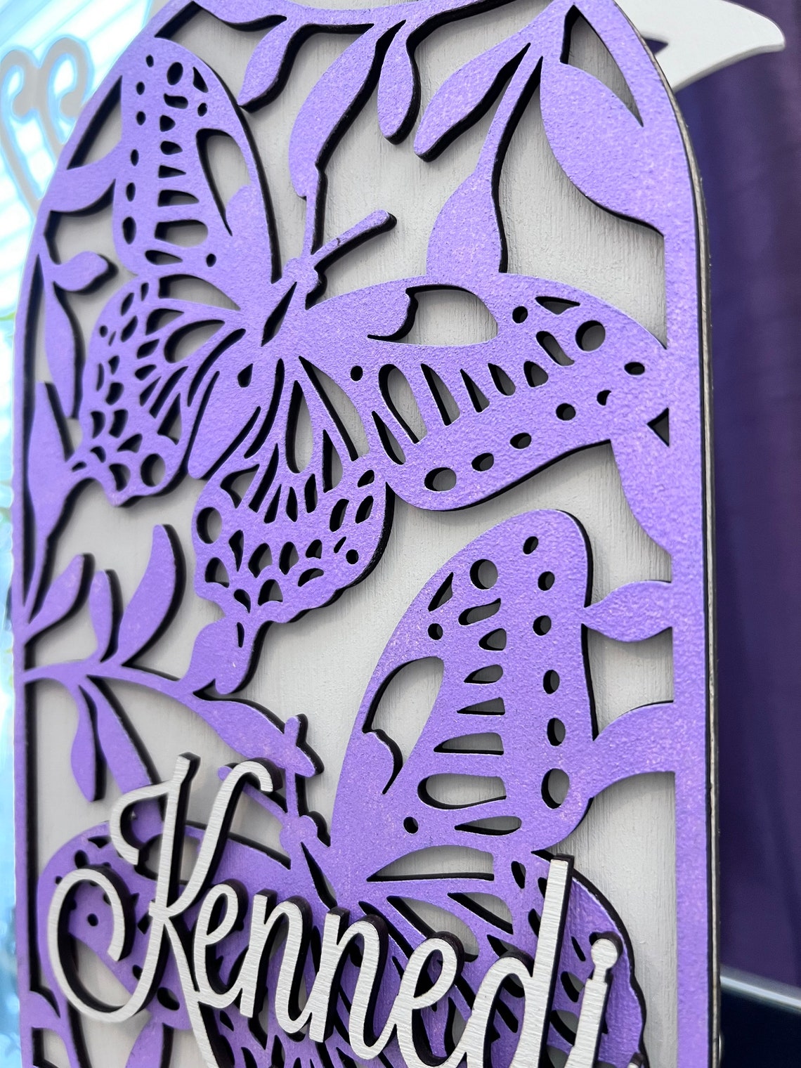 Personalized Butterfly Name Sign Freestanding Custom Wood - Etsy