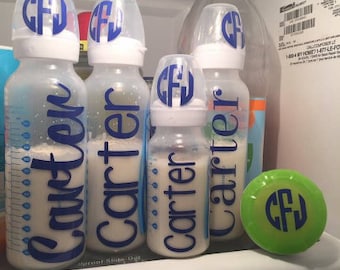 Baby Bottle Name Decals, Daycare Labels, Personalized Vinyl, Monogram ...