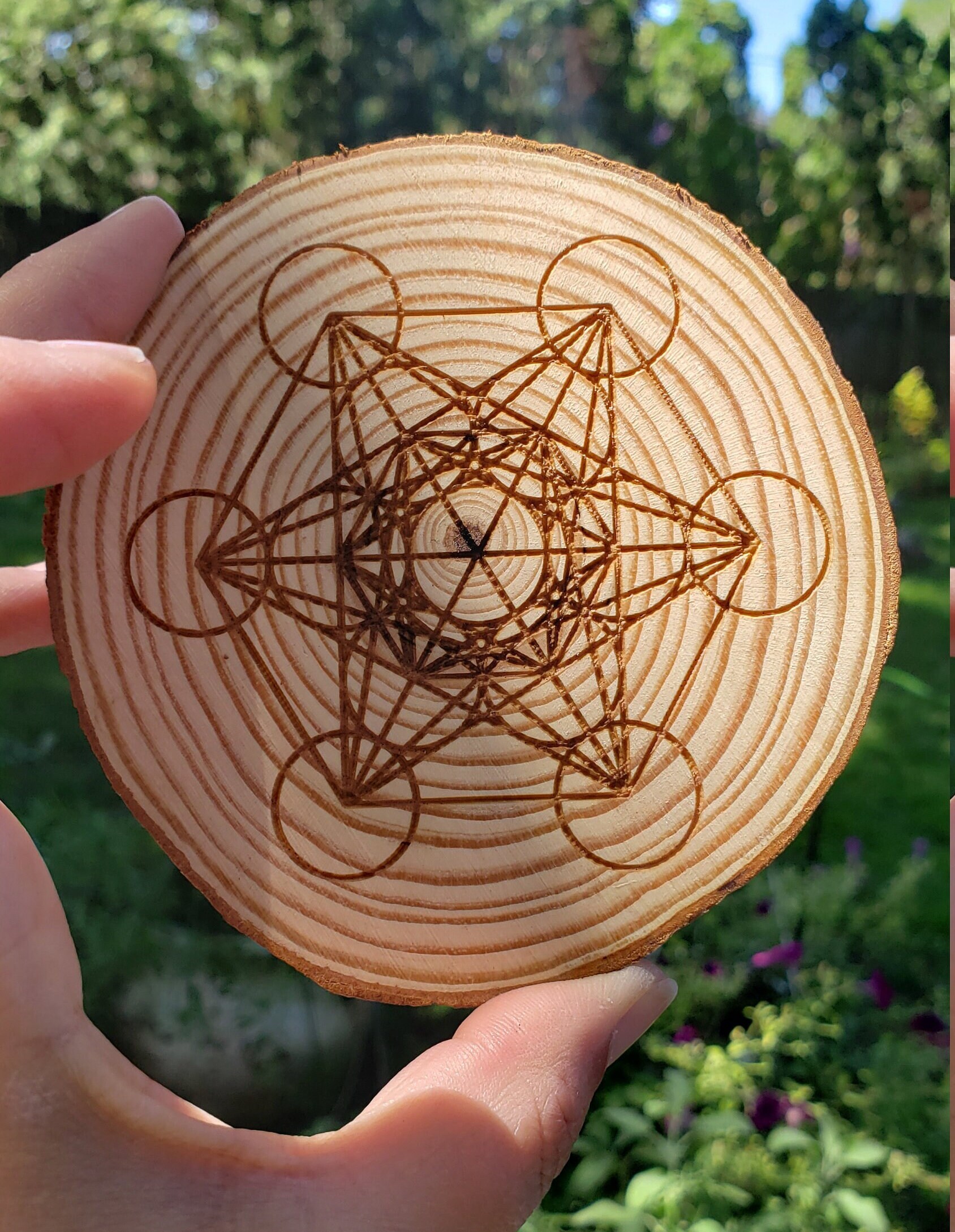 Natural Sliced Wood Crystal Grid, Metaphysical Coasters - Etsy