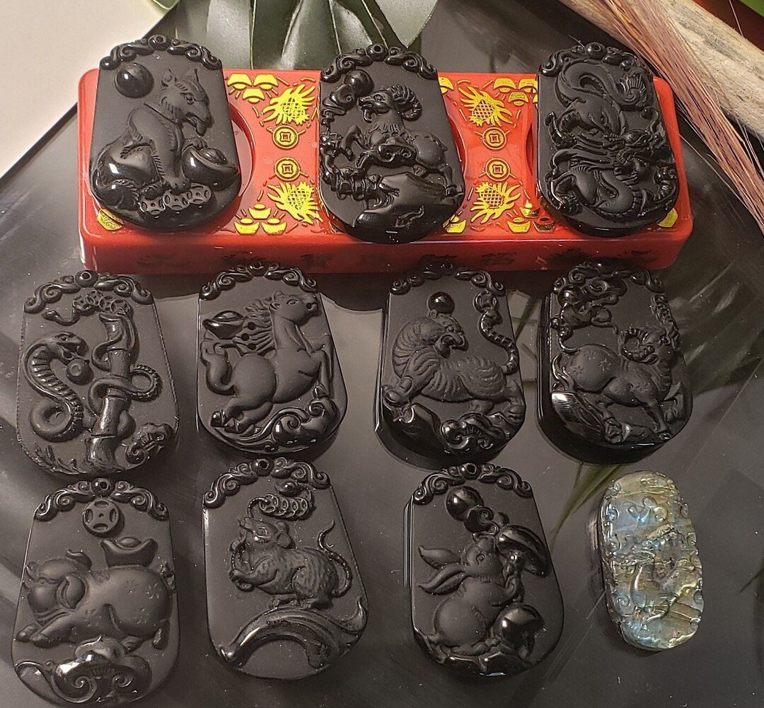 Obsidian Zodiac Animal Carving, Obsidian Carving, Obsidian Pendant - Etsy