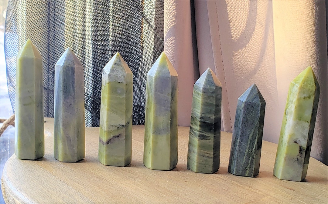 Natural Green Jade Point Tower: Healing Crystal Obelisk - Etsy