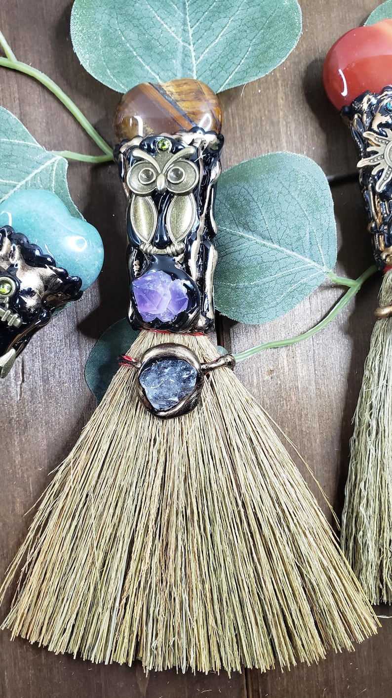 Natural Crystal Heart Mini Broom, Handmade, Healing Decor, Housewarming ...