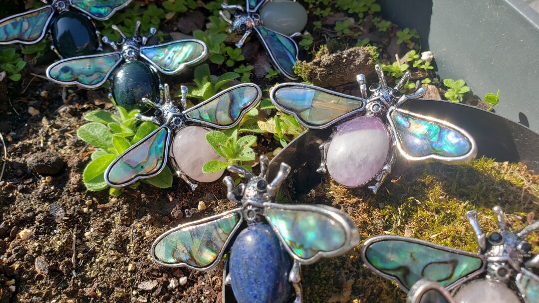 Crystal Bees, Multiple Types, Mother of Pearl, Pendant, Brooch, Crystal ...