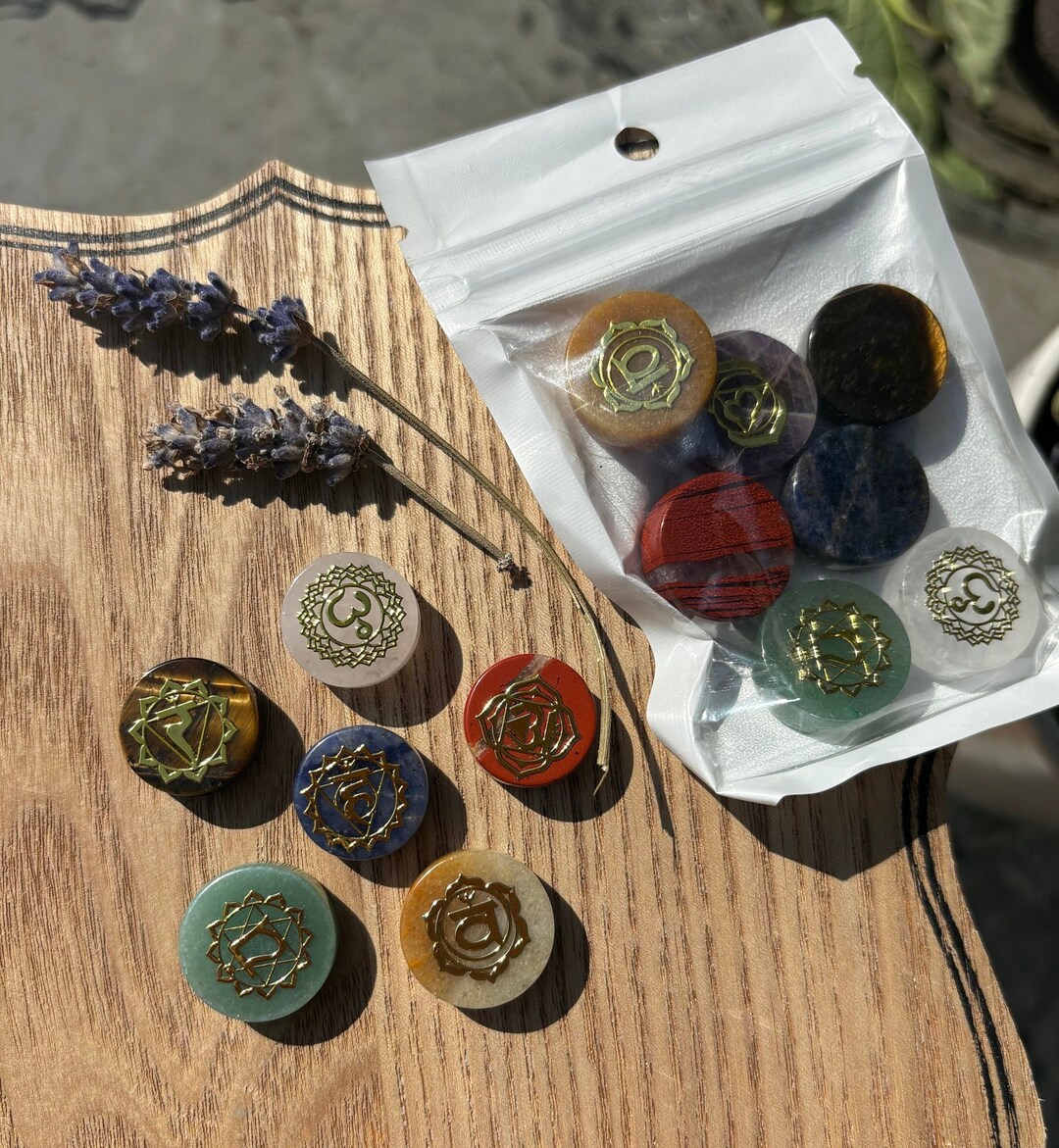 7 Piece Chakra Crystal Rune Set - Etsy
