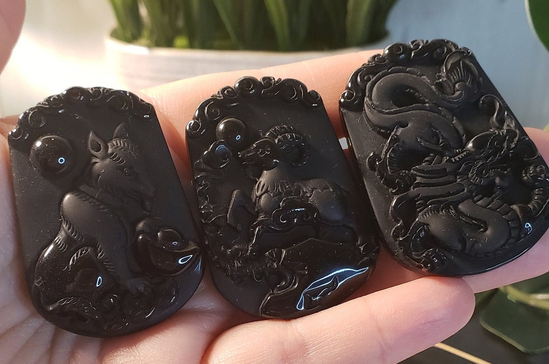 Obsidian Zodiac Animal Carving, Obsidian Carving, Obsidian Pendant - Etsy
