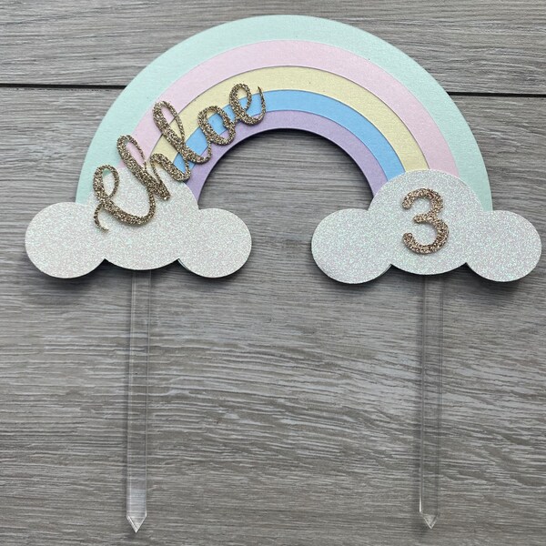 Pastel Rainbow Cake Topper - Etsy