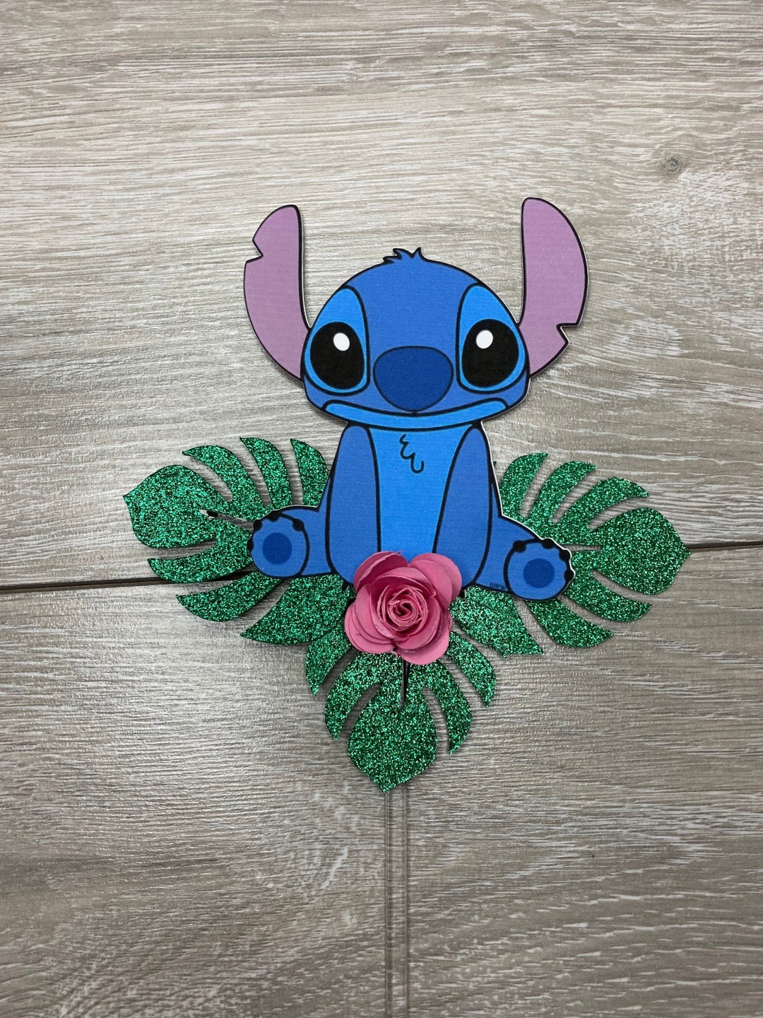 Stitch Birthday Cake Topper With 3D Flower Cake Decoration Lio & Stitch ...