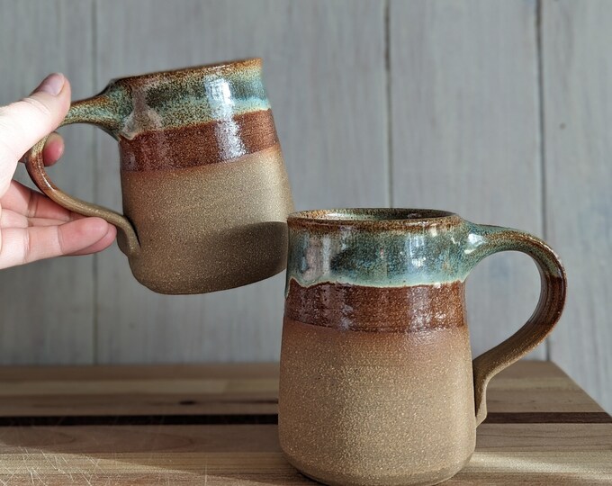 Medium Desert Beach Mug / Blue and Brown Mug / Handmade Ceramic Mug ...