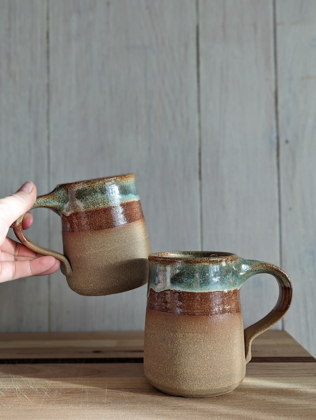 Medium Desert Beach Mug / Blue and Brown Mug / Handmade Ceramic Mug ...