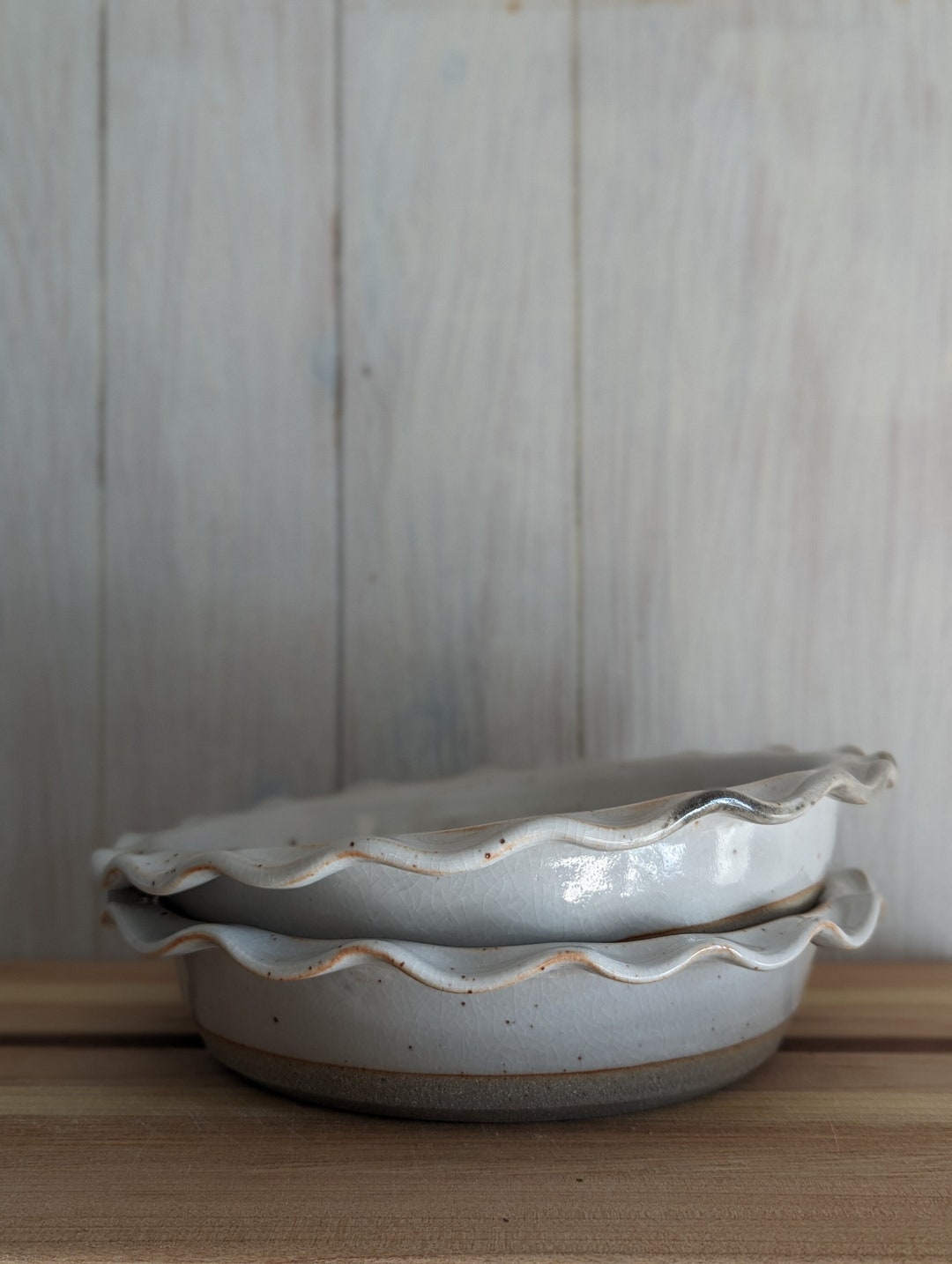 Smoky White Ceramic Pie Dish / Handmade Pie Plate / Baking Dish ...
