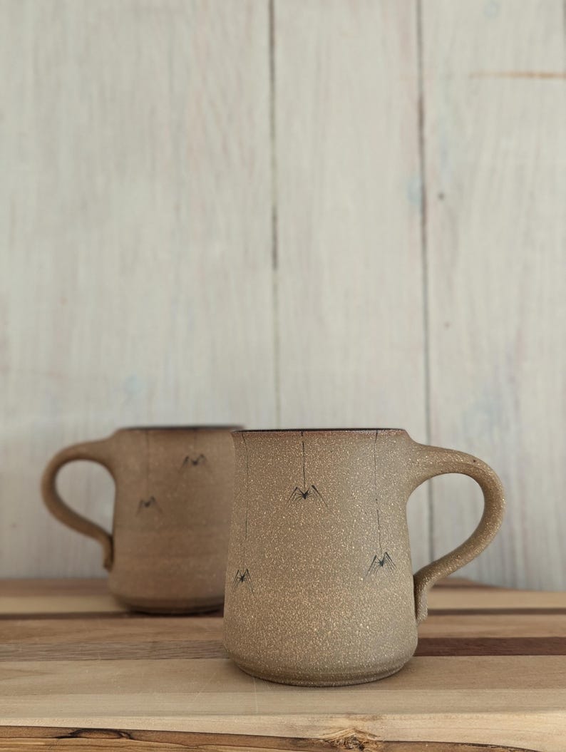 Spider Mug / Hand-painted Spider Mug / Hand-thrown Mug / Cozy Stoneware ...