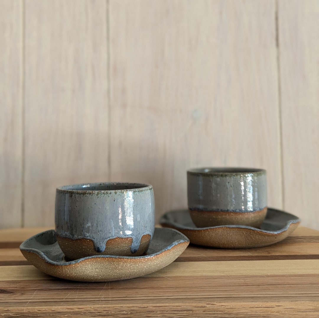 Blue Tea Cup and Saucer / Tea Cup Set / Ceramic Tea Cup / Stoneware Tea ...