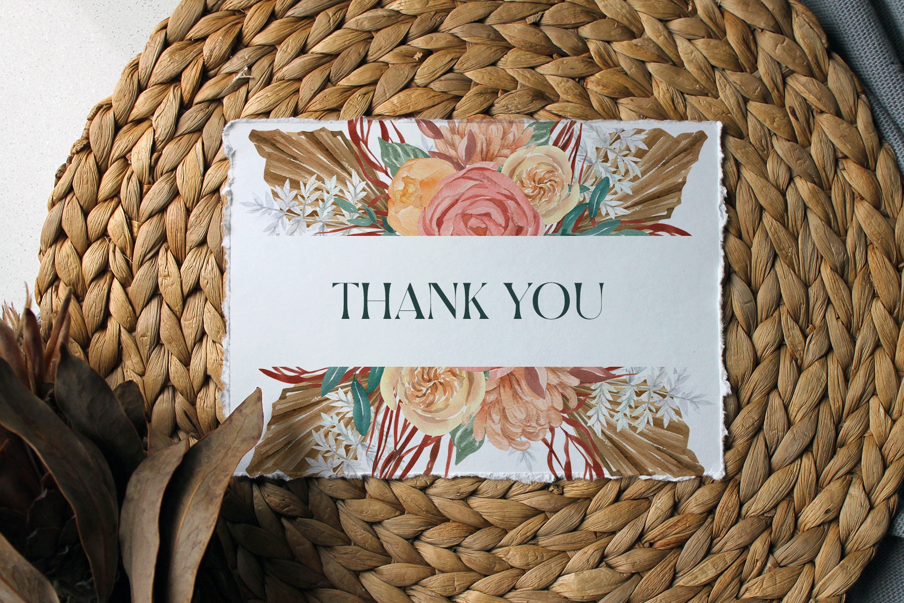 Watercolor Boho Frames Clipart Dried Floral Gold Frame Protea Pampas ...