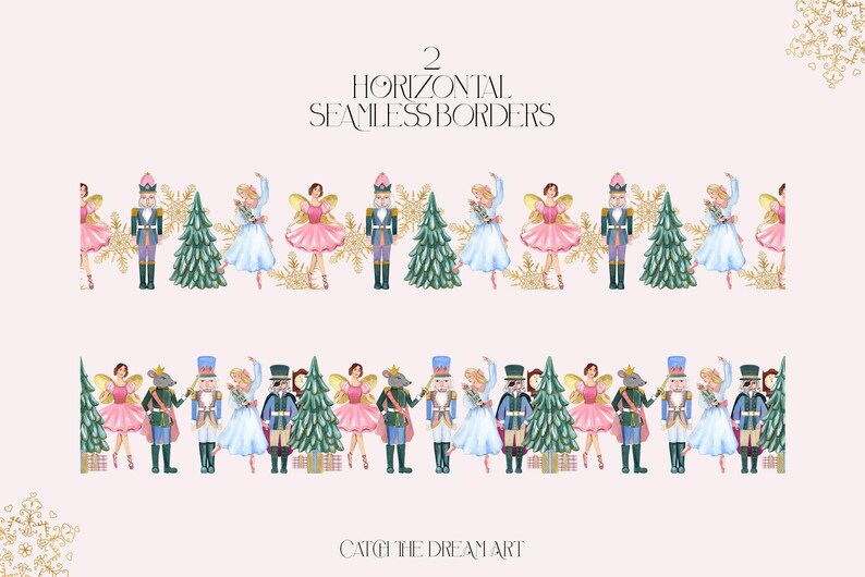 Nutcracker Christmas Watercolor Borders: Fairytale Winter Clipart (PNG ...