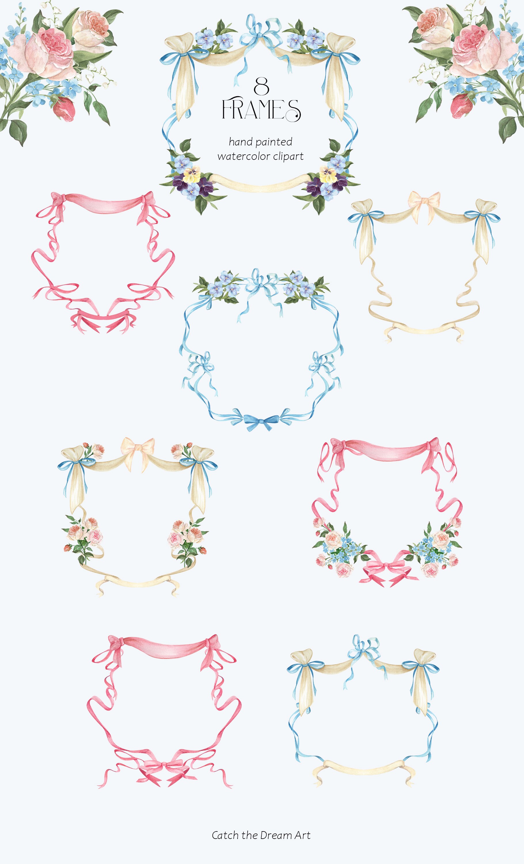 Vintage Crest Frames Watercolor Clipart, Wedding Crest Victorian Frame ...