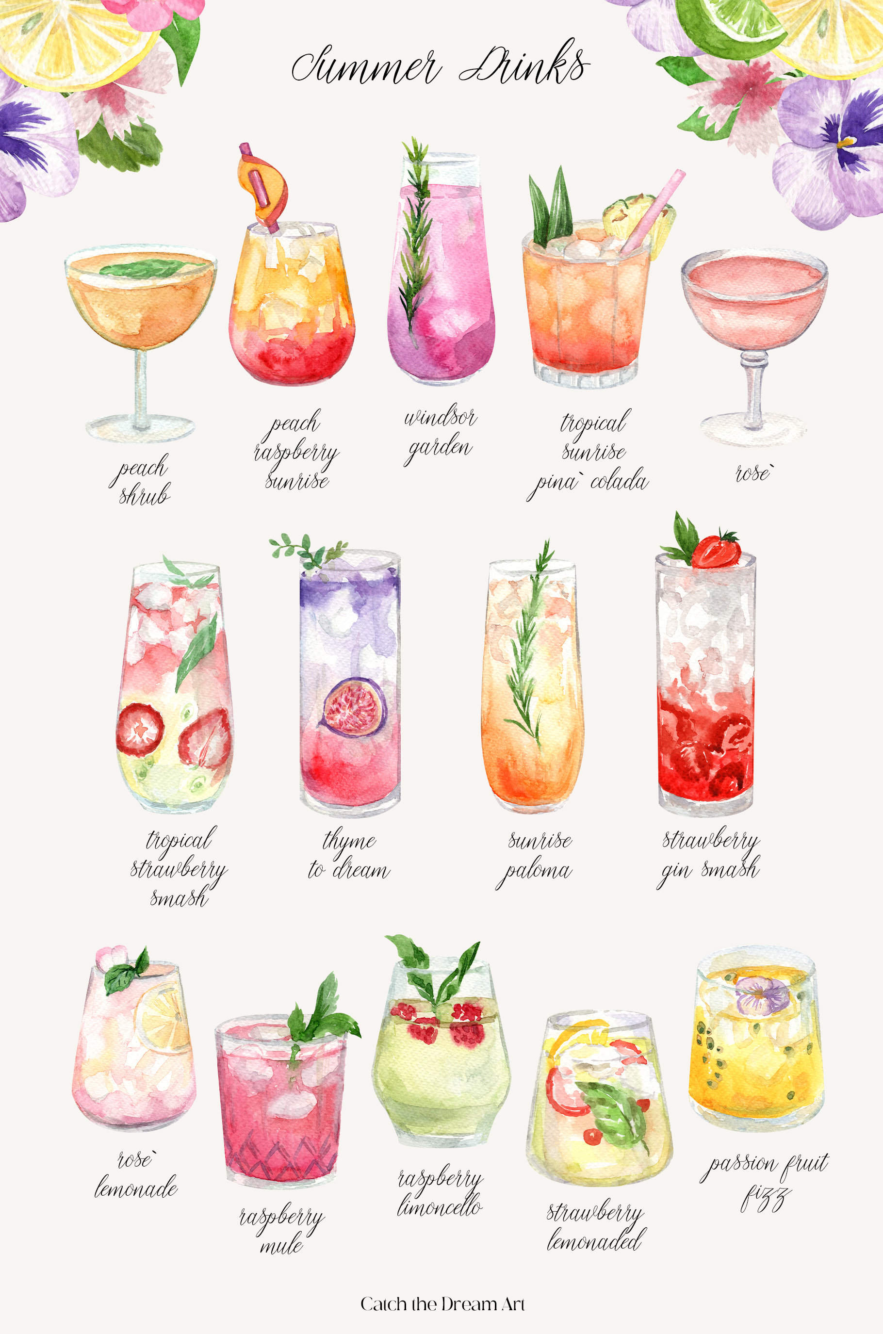 Watercolor Cocktail Clipart, Fruity Summer Fizz Alcohol Drink Aperol ...