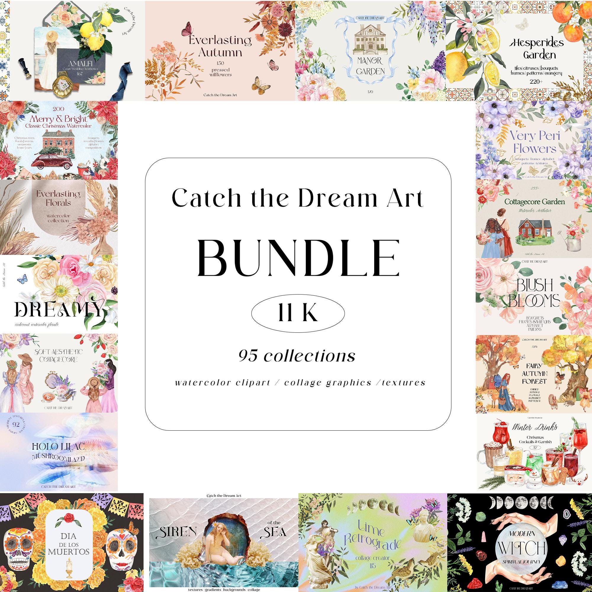 Watercolor Clipart Whole Shop Bundle: 11000+ Floral Graphics (digital ...