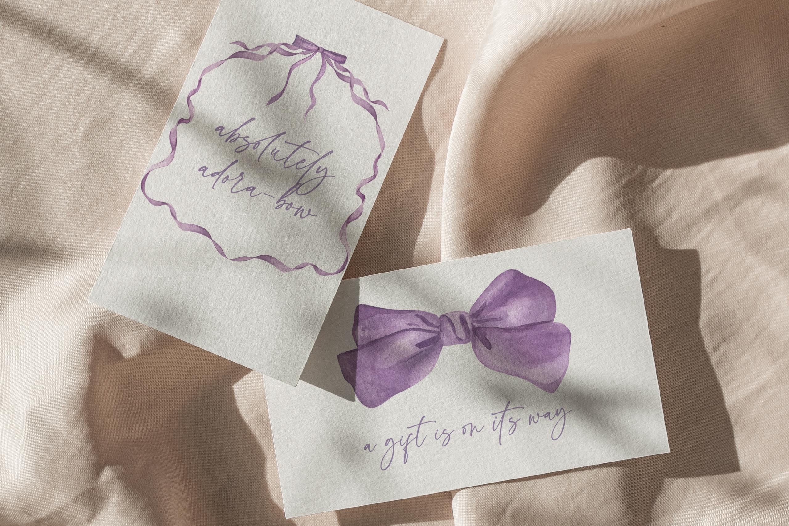 Watercolor Ribbon Bow Clipart: Mocha & Lilac Frames (PNG Digital ...