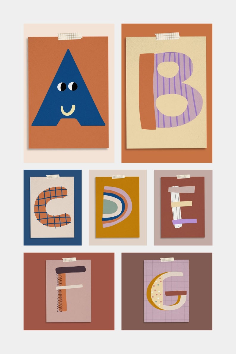 Colorful Alphabet Cards From A to Z - Etsy