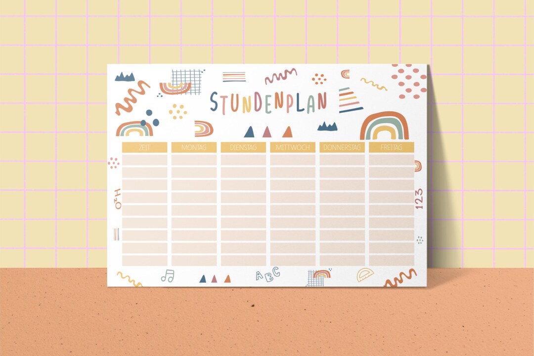 Timetable DIN A4 "rainbow" Laminated or Unlaminated - the Ideal Planner ...