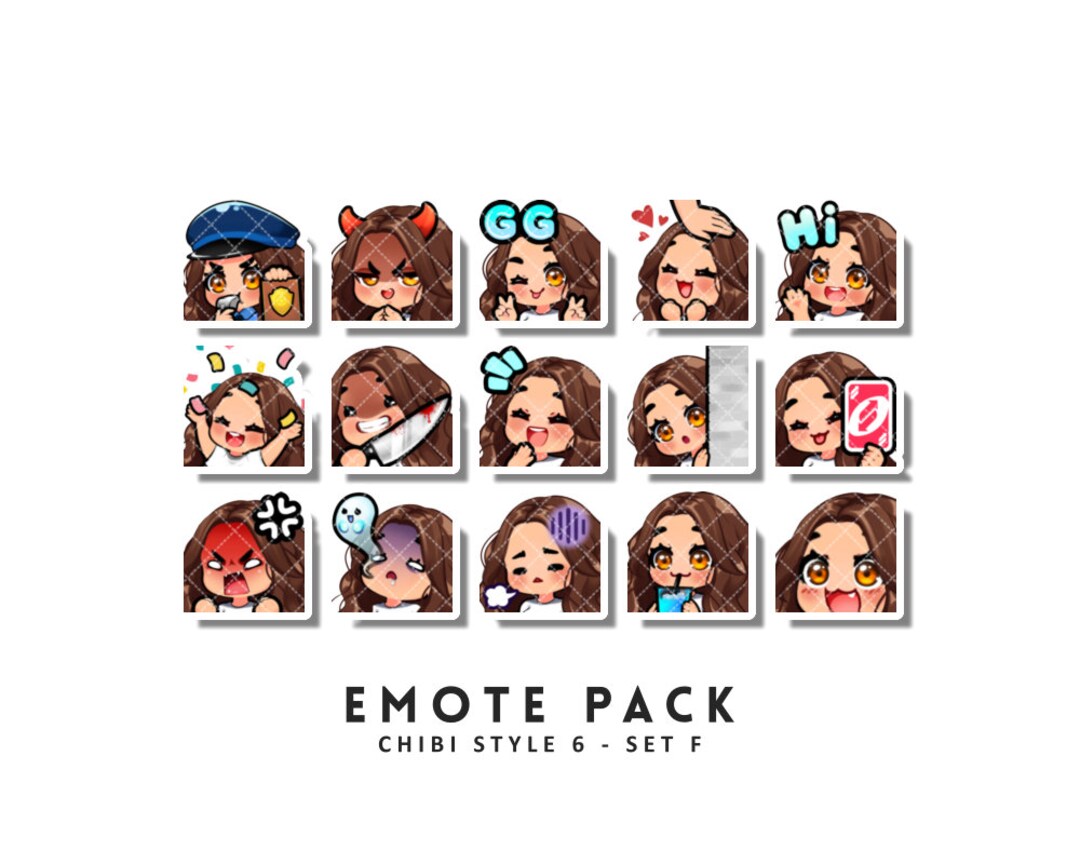 Twitch Emotes Pack Long Beach Wave Brown Hairhazel - Etsy