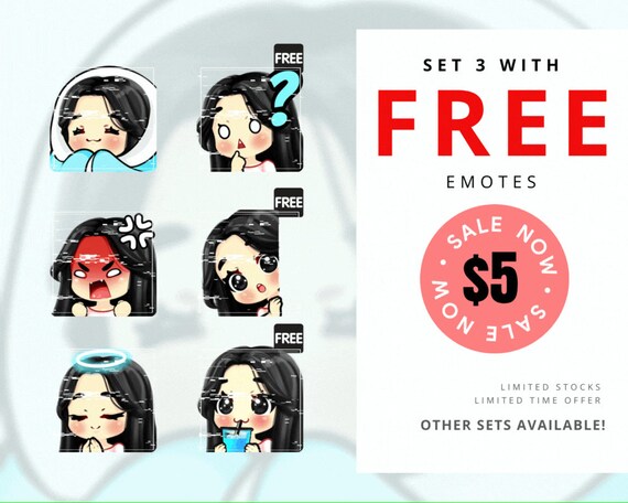 Twitch Emote Cozy Angry Angel Black Hair Black Eyes | Etsy