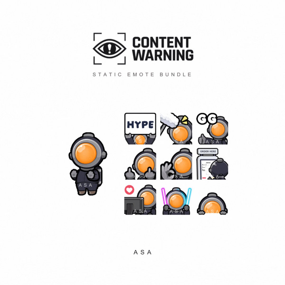 CONTENT WARNING Game Static Twitch Emote Bundle Orange Face Color ...