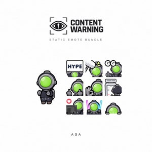 CONTENT WARNING Game Static Twitch Emote Bundle Green Face Color ...