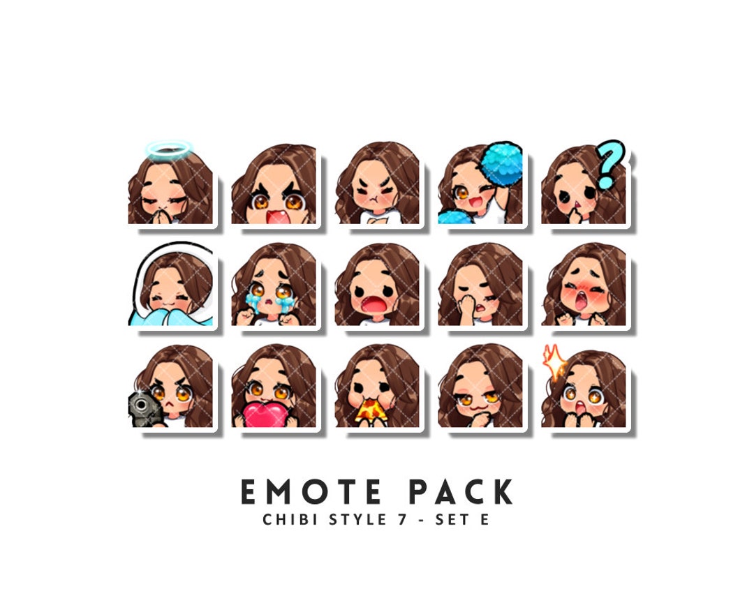 Twitch Emotes Pack Long Beach Wave Brown Hair Hazel Eyes - Etsy