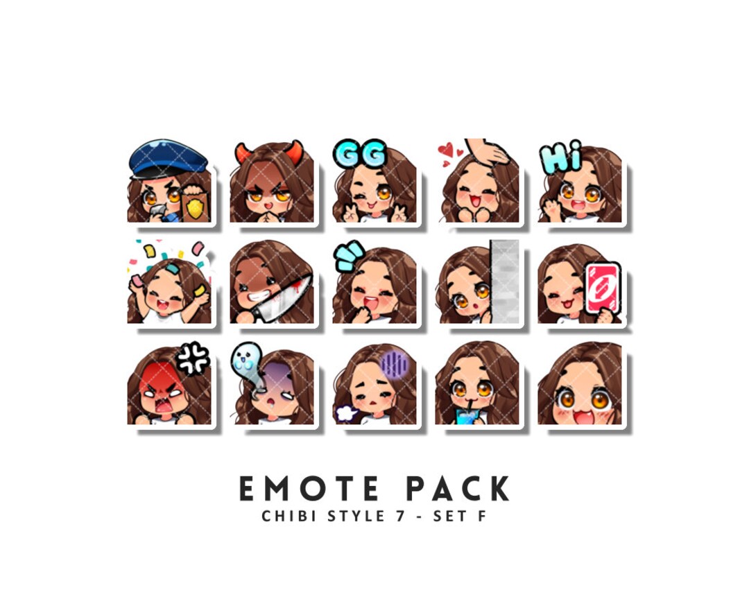 Twitch Emotes Pack Long Beach Wave Brown Hairhazel - Etsy