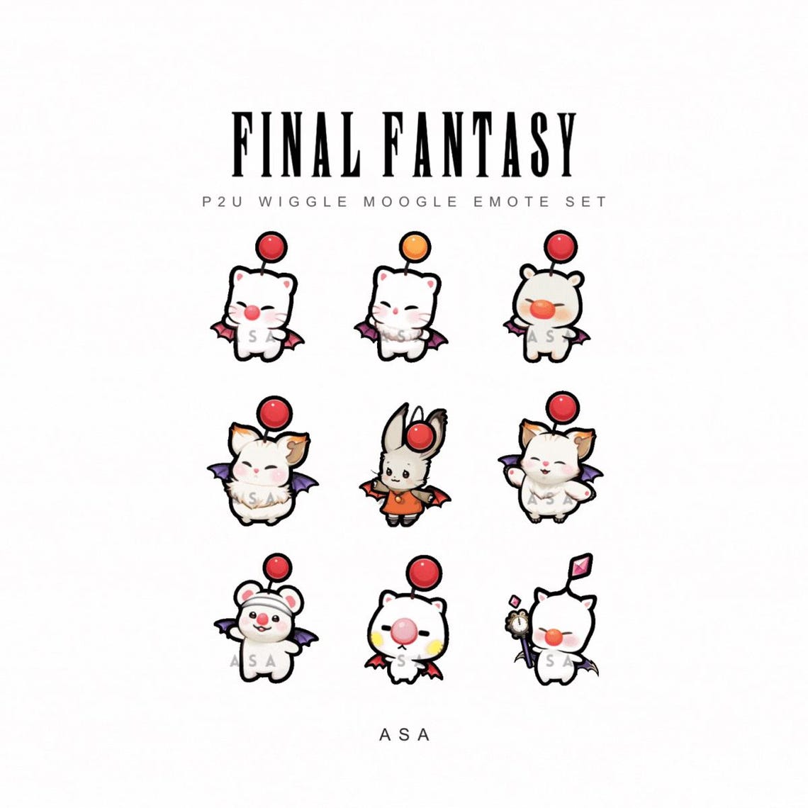 Animated Moogle Twitch Emote Bundle | Wiggle Waddle Moogles Emote Pack ...