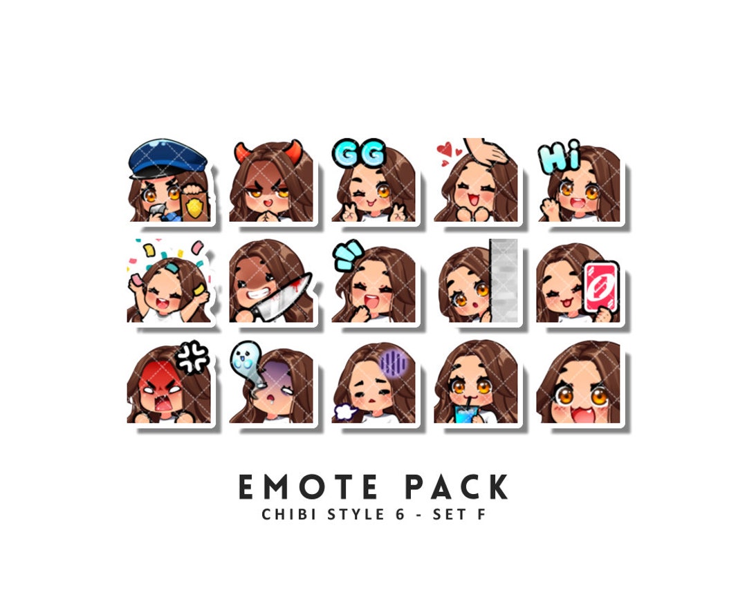 Twitch Emotes Pack Long Soft Wave Brown Hairhazel Eyesfair - Etsy