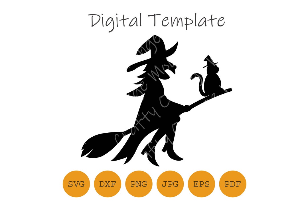 Halloween Witch With Cat, Cut File, SVG, DXF and Others - Etsy