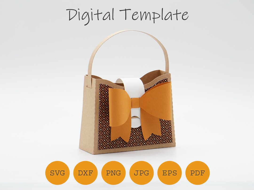 Handbag Box With Bow , Cut File SVG DXF PDF and Others With Digital ...