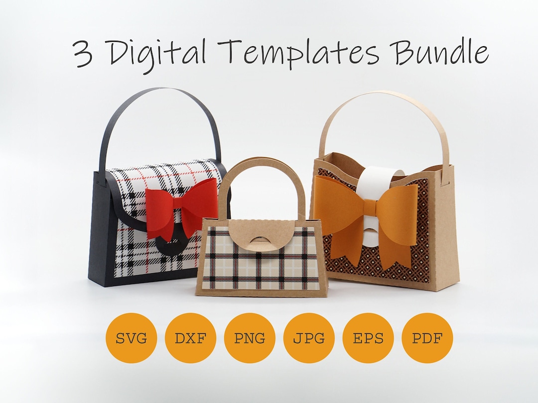 Purse Gift Box, 3 Templates Bundle, Cut File SVG DXF PDF and Others - Etsy