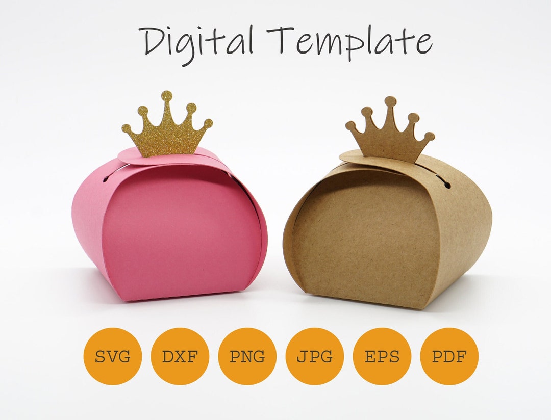 Favor Box Crown, Fold Over Box, Cut File SVG DXF PDF and Others - Etsy