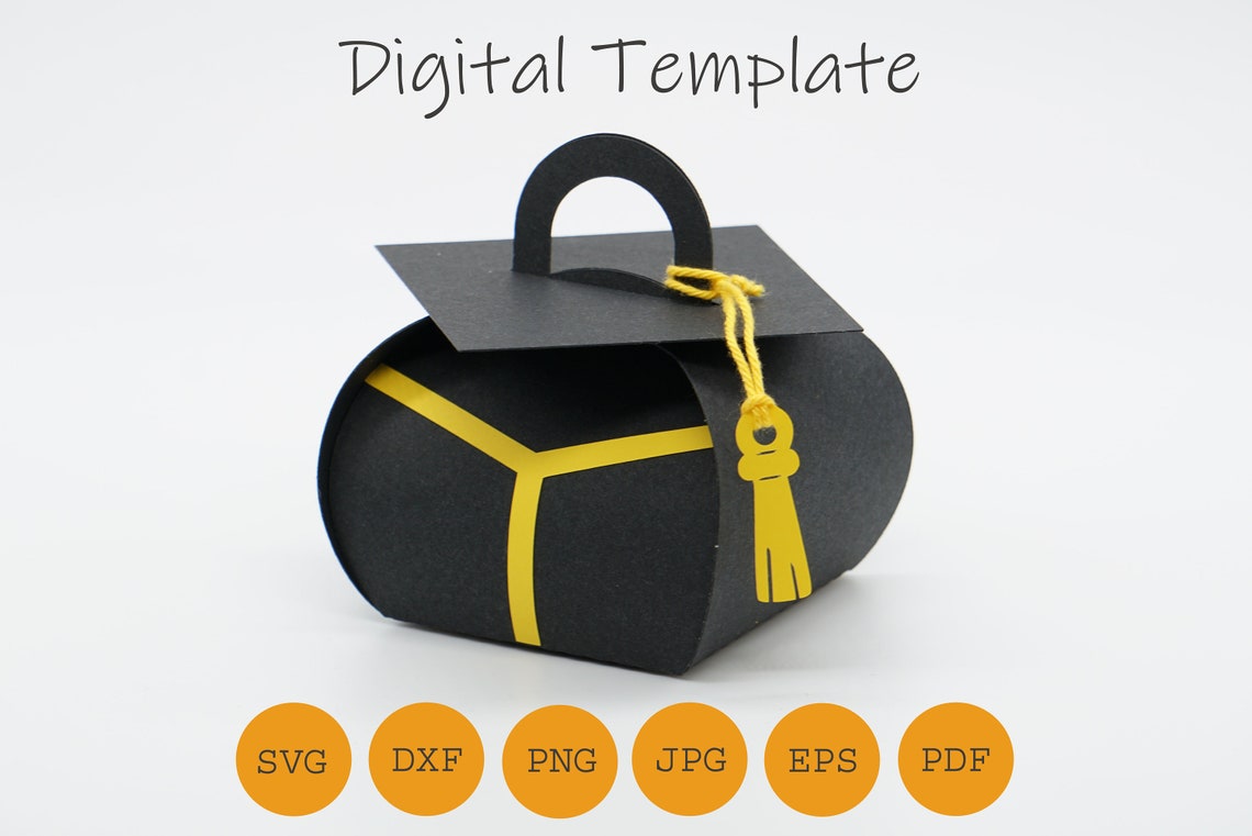 Favor Box Graduation Cap, Fold Over Box, Cut File SVG DXF PDF and ...