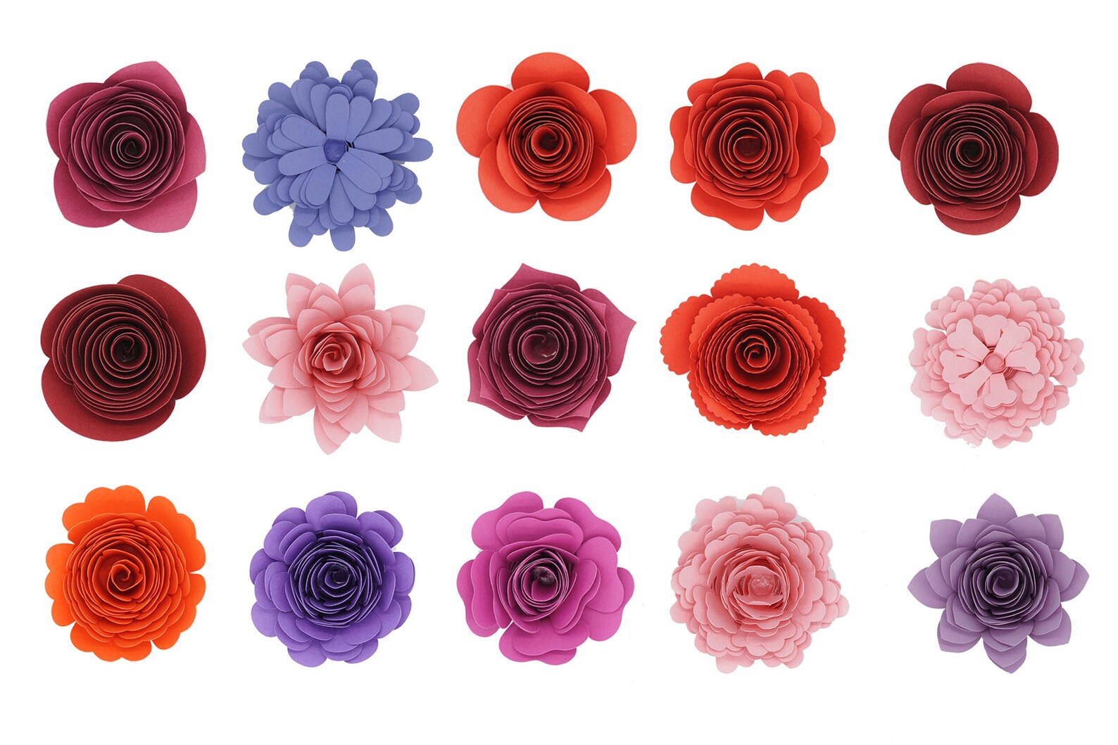 15 Rolled Flowers Templates, Cut File for Paper Flowers, SVG, DXF and ...