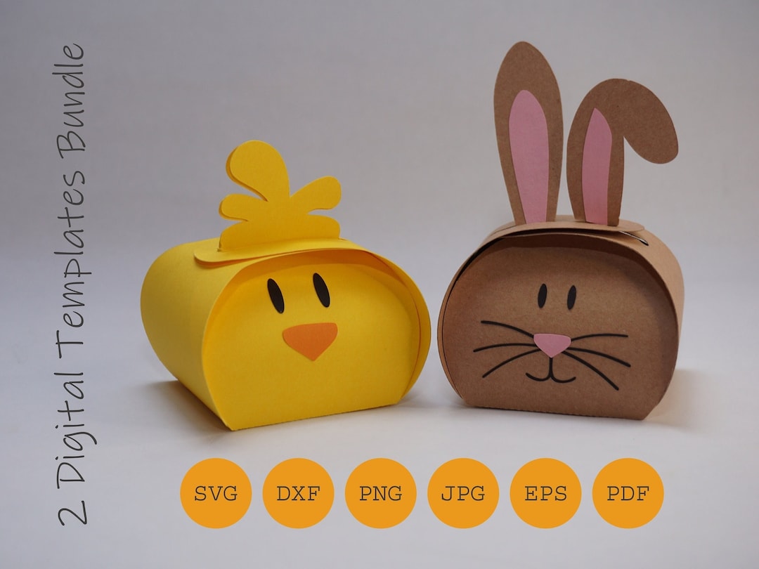 Gift Box Easter Bunny and Chick Bundle, Cut File and Print With Craft ...