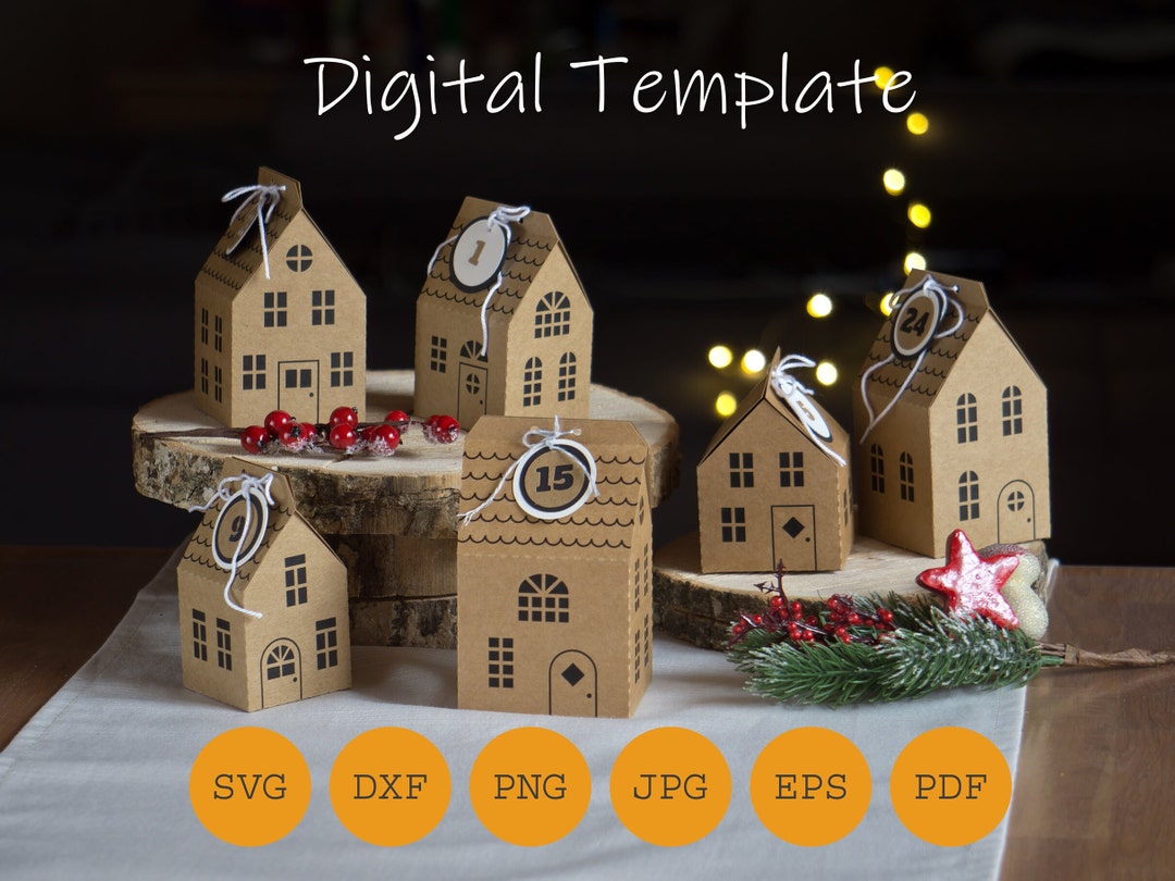 Diy Advent Calendar Cut File Svg Pdf And Others Lantern Template Etsy