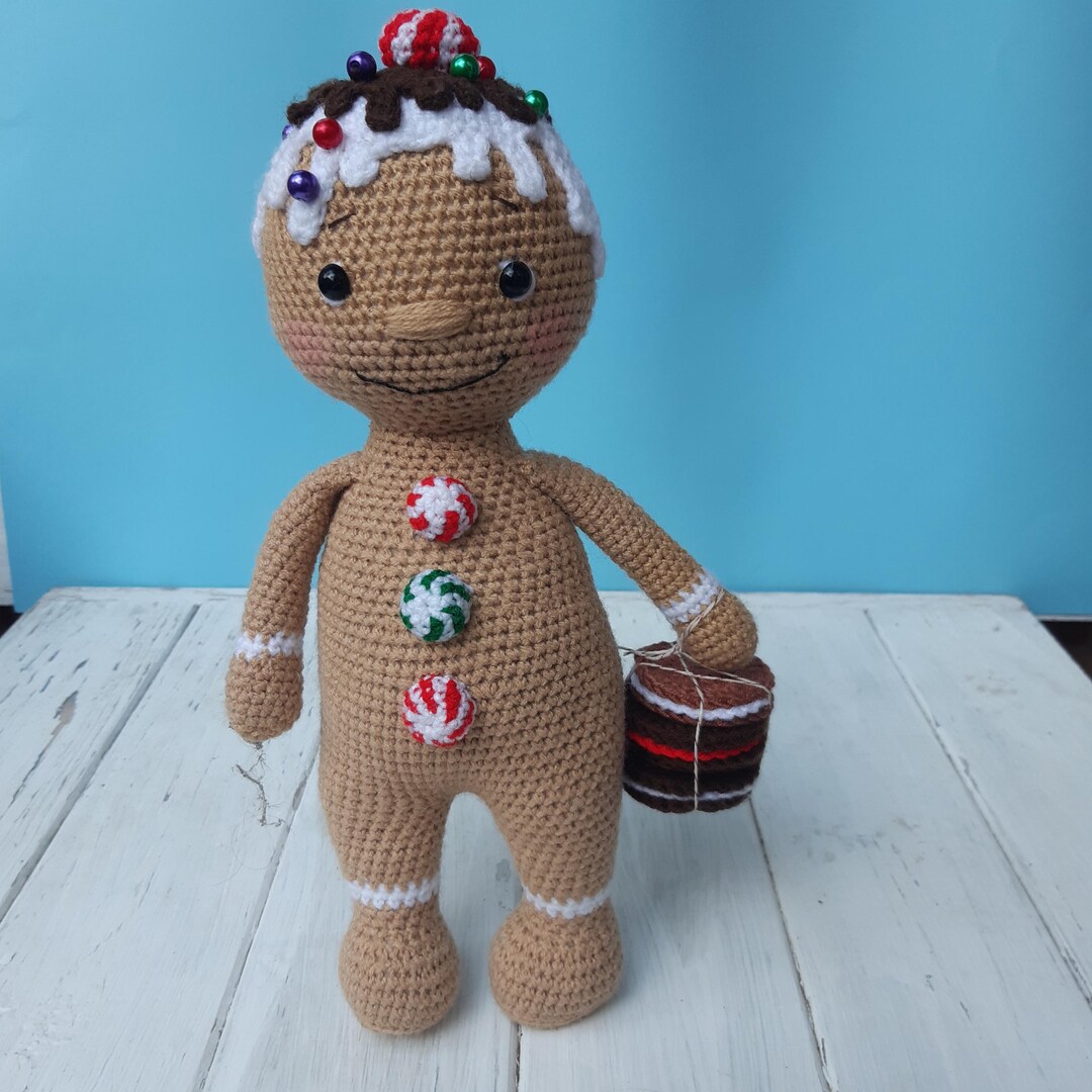Gingerbread Man Toy, Hand Crochet Gingerbread Man, Stuffed Toys, Plush ...