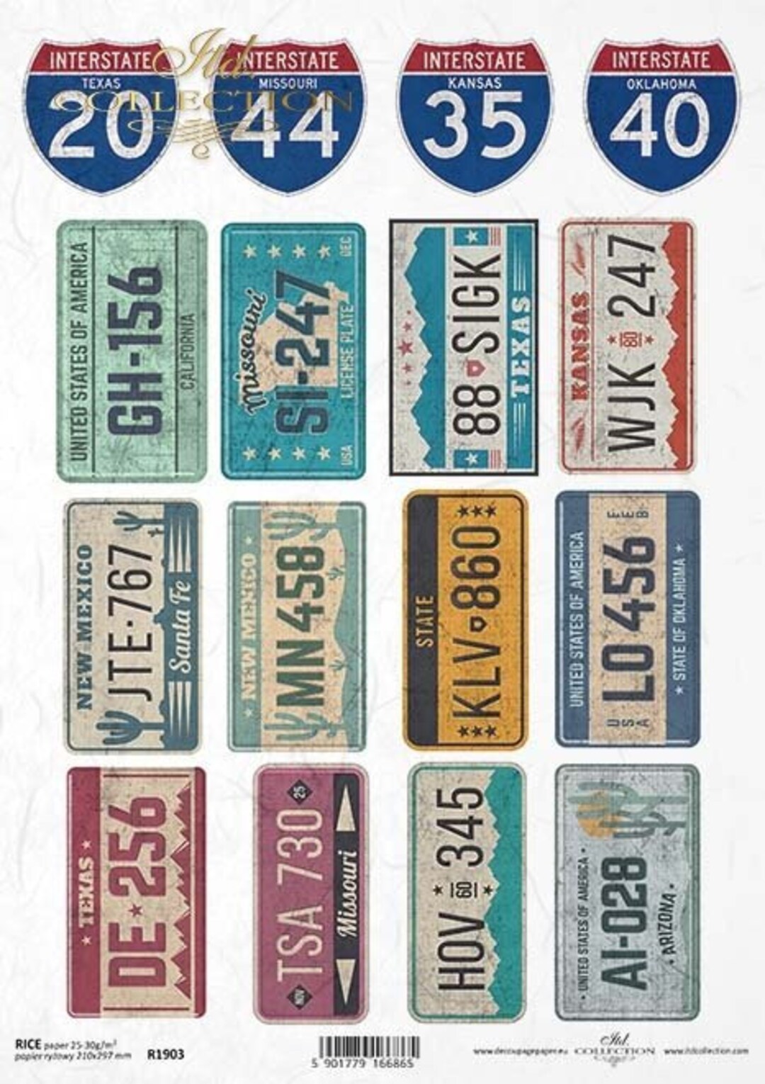 Road Signs, Plates ITD Decoupage Rice Paper | Size A4 | 8.27x11.7 in ...