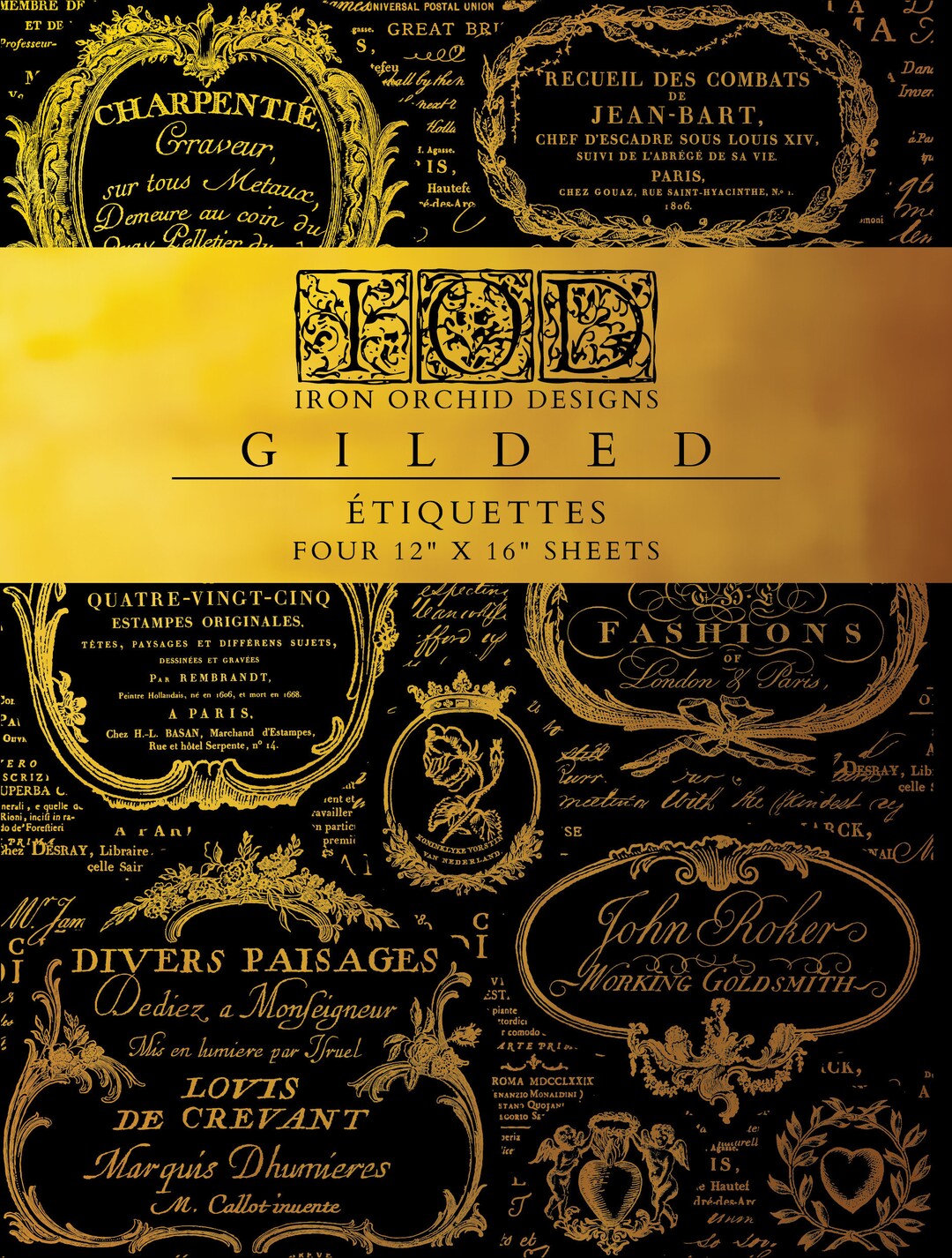 Etiquettes IOD Gold Foil Transfer Pad With (4) 12 X 16 Sheets by Iron ...