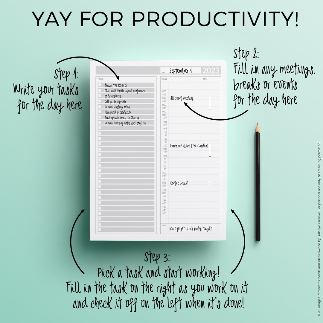 Daily Planner Worksheet Printable Neurodivergent Productivity One Day ...