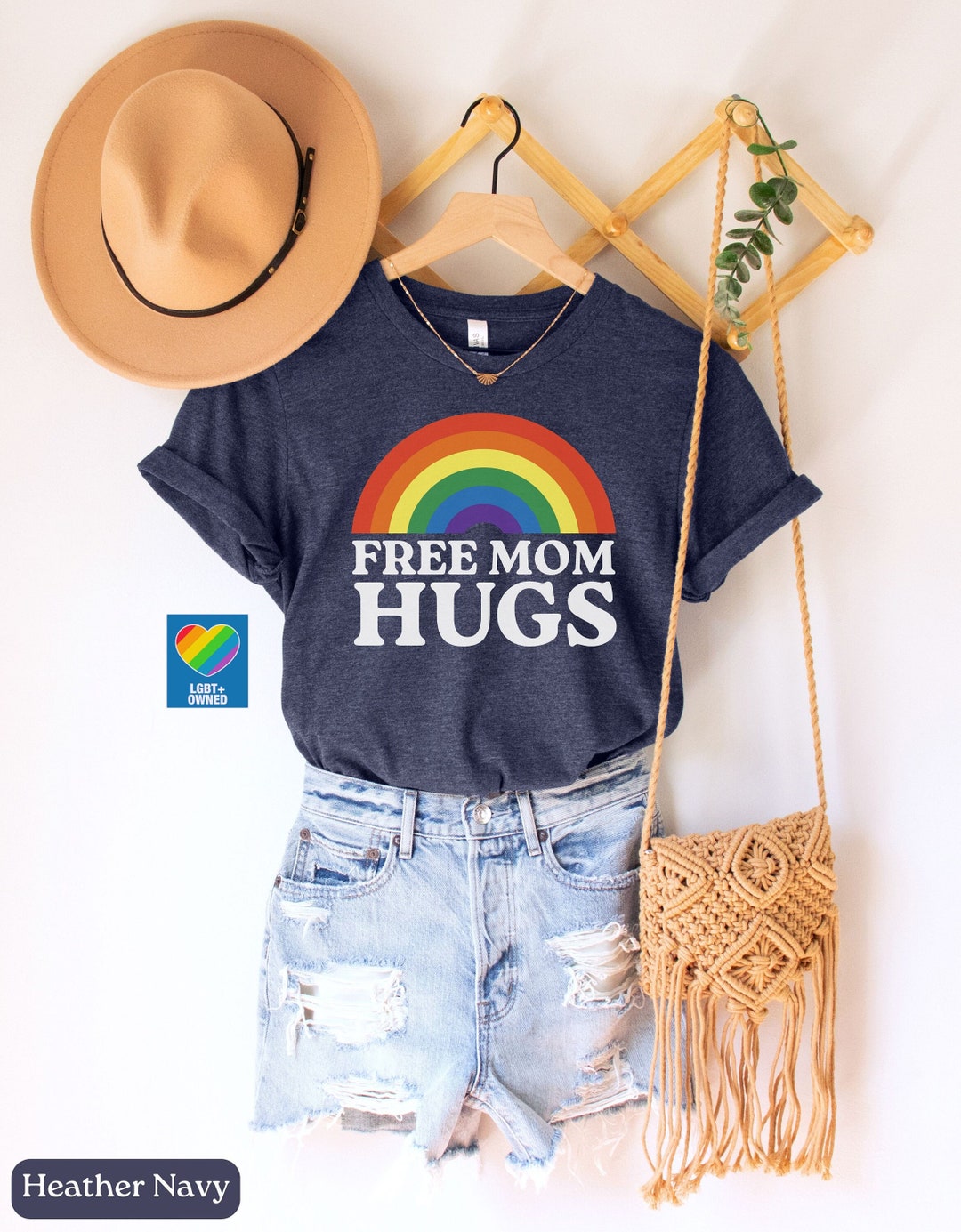Free Mom Hugs Pride Shirt,pride Mom Shirt,rainbow Pride Tee,gay Pride T ...
